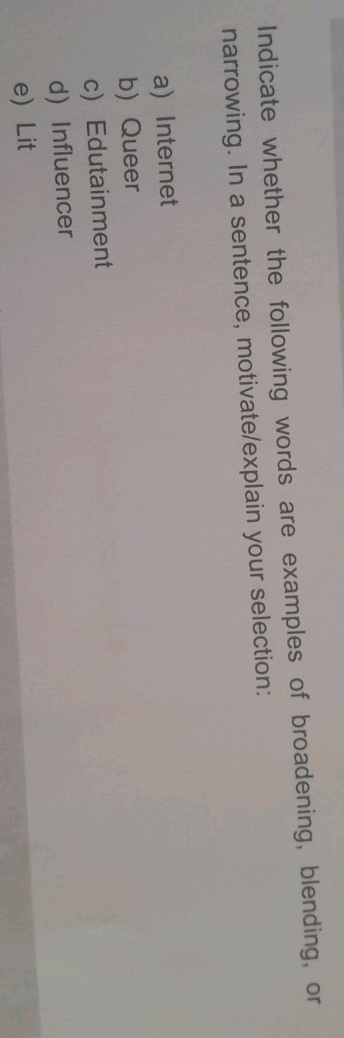 Indicate whether the following words are | StudyX