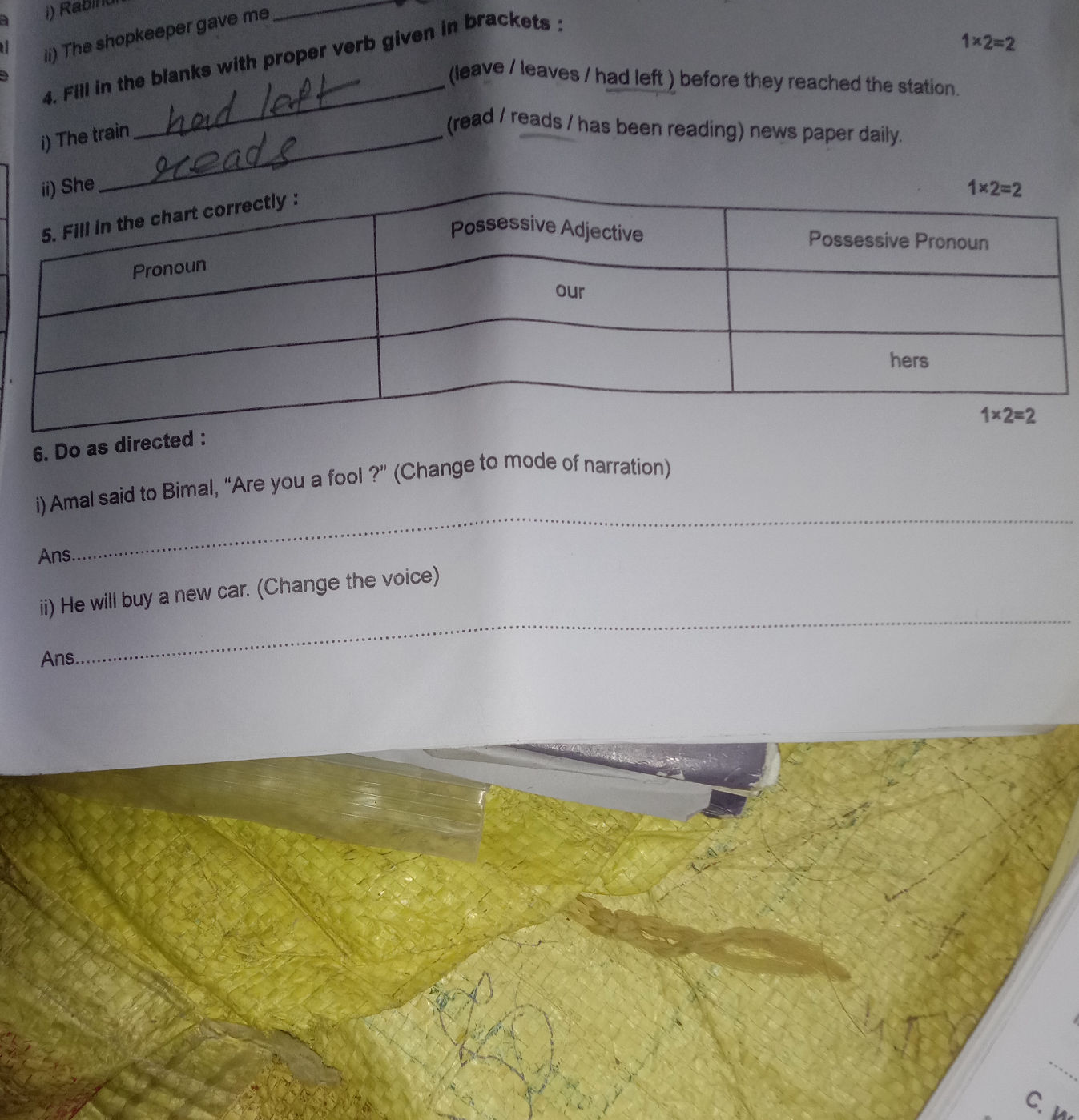 4. Fill in the blanks with proper verb given | StudyX
