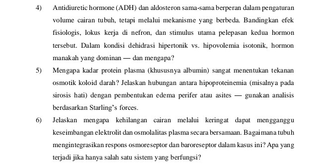 Antidiuretic hormone (ADH) dan aldosteron | StudyX