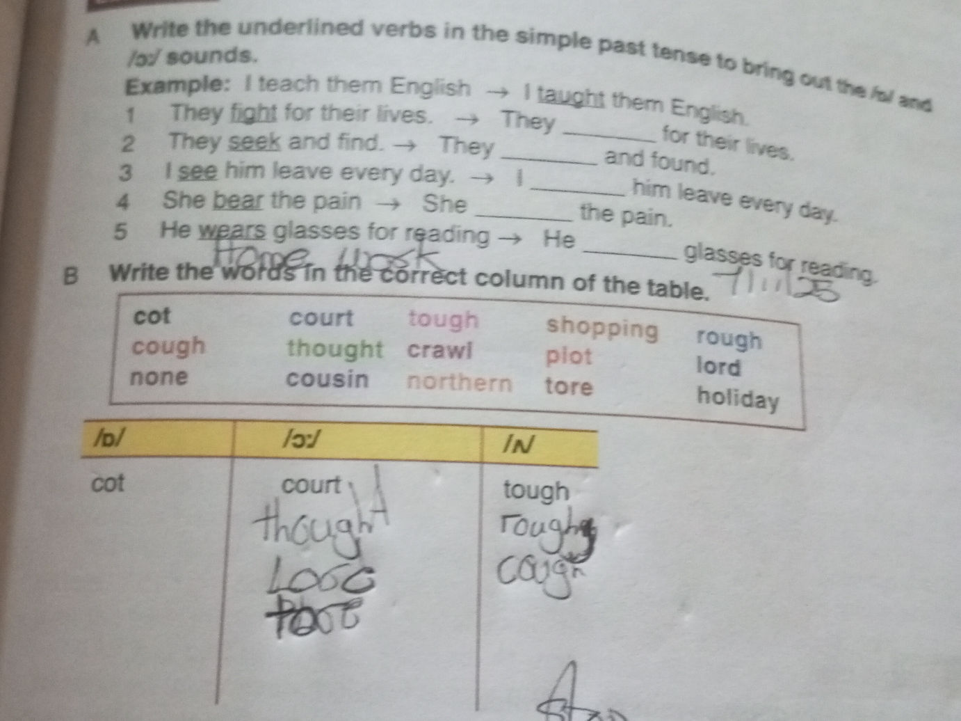 Write the underlined verbs in the simple | StudyX