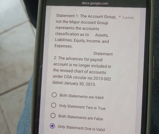 Statement 1: The Account Group, not the | StudyX