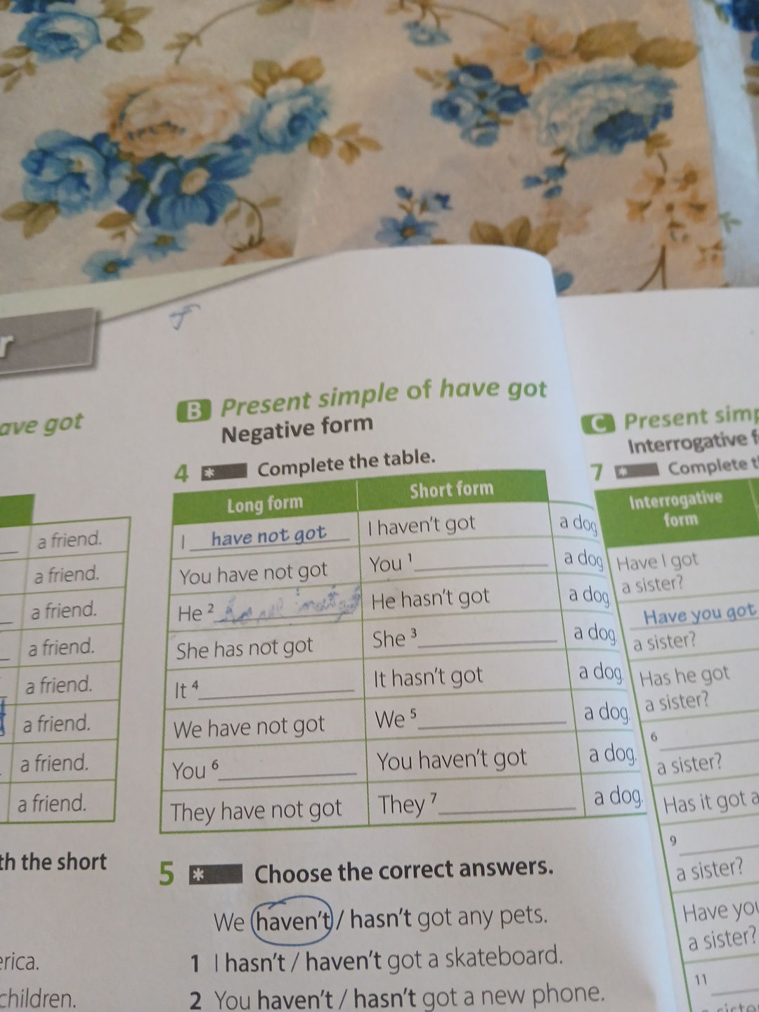 B Present simple of have got Negative form 4 | StudyX