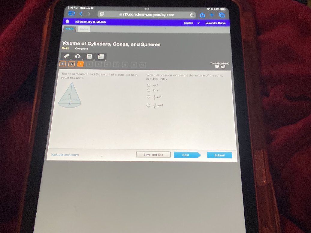 The base diameter and the height of a cone | StudyX