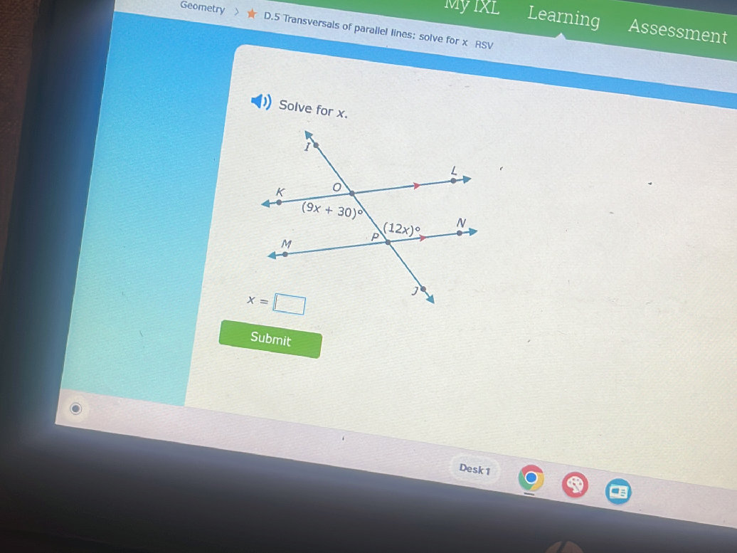 Solve for $x$. (Diagram shows two parallel | StudyX