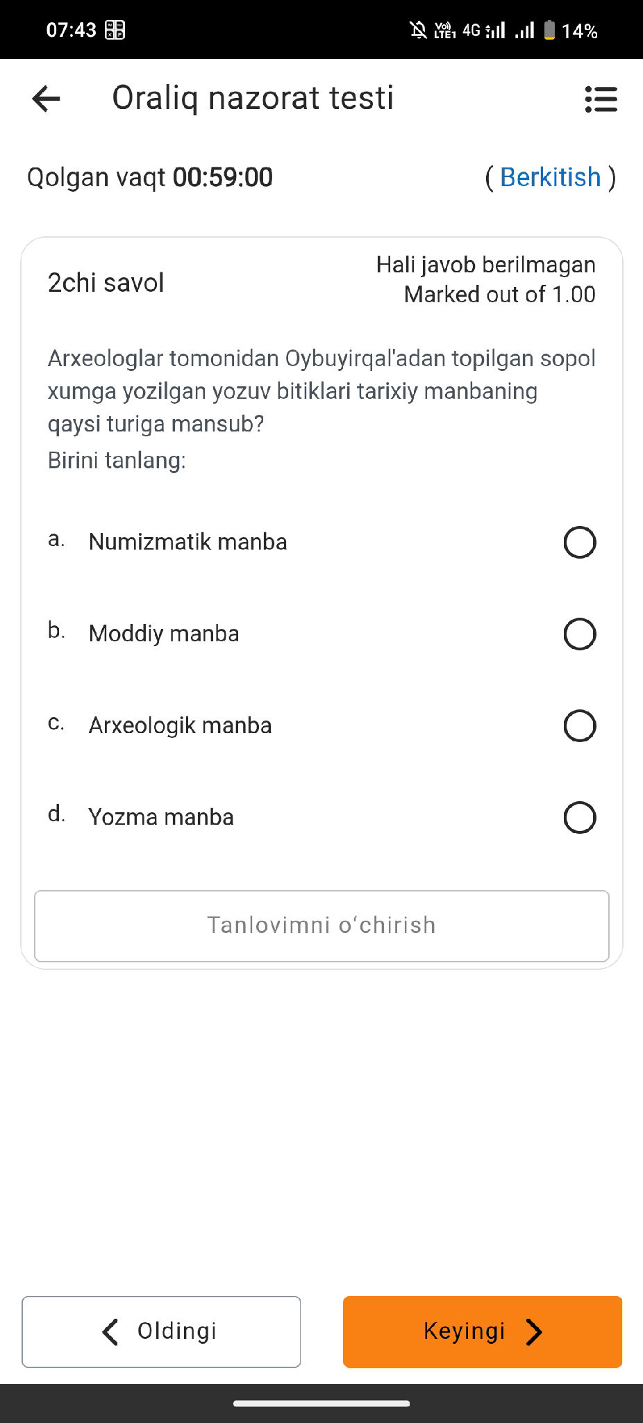 2chi savol Hali javob berilmagan Marked out | StudyX