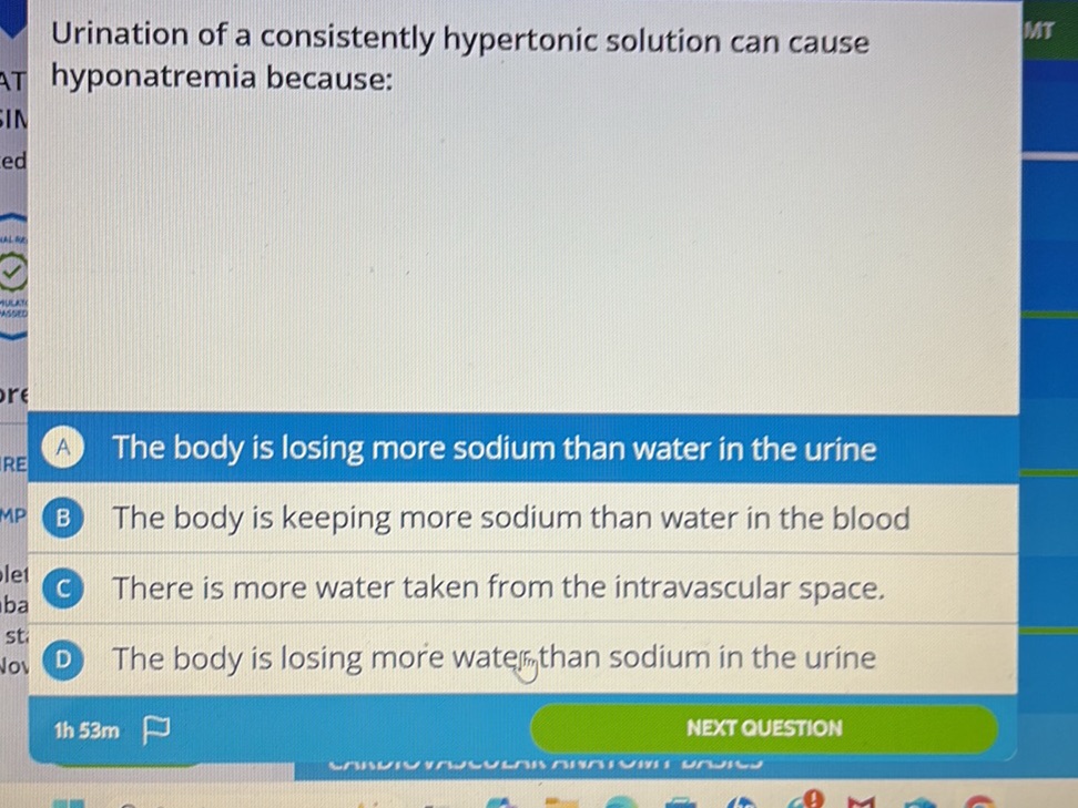 Urination of a consistently hypertonic | StudyX