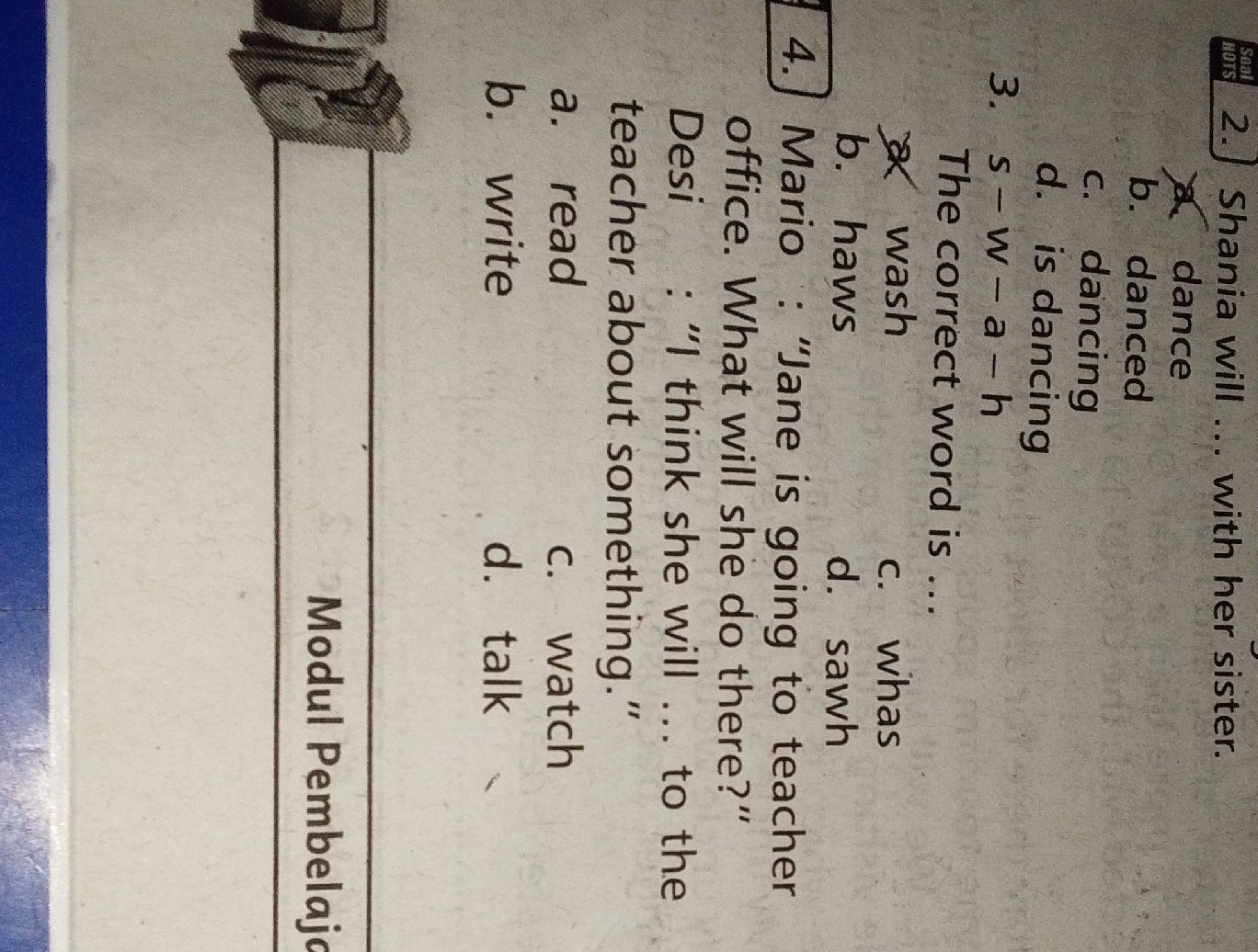 3. s - w - a - h The correct word is ... a. | StudyX