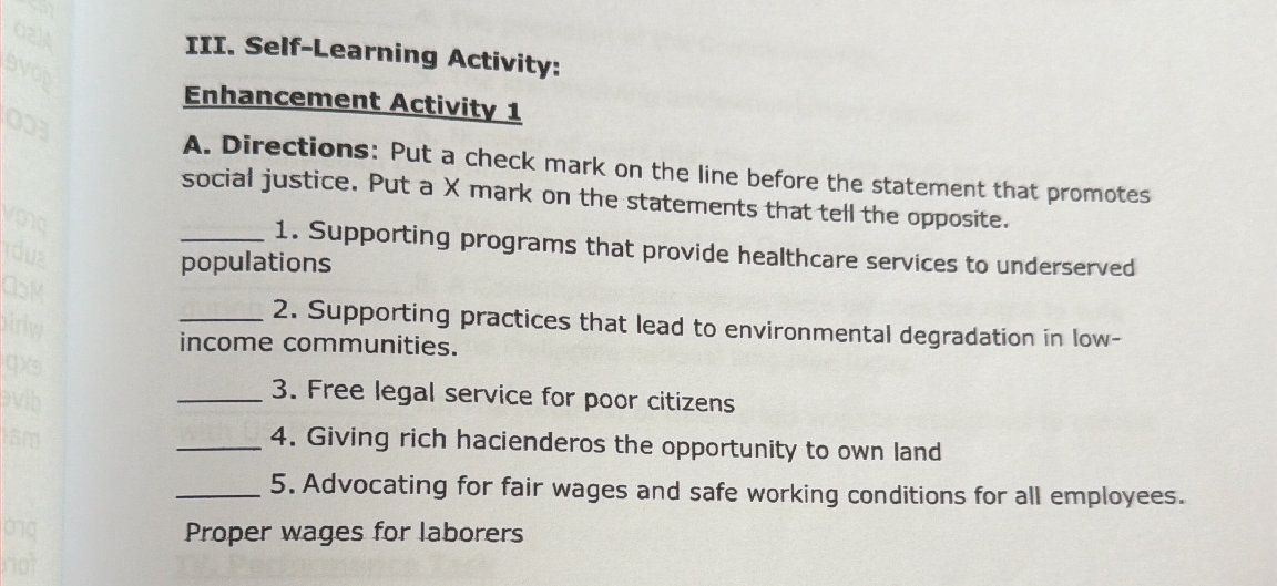 III. Self-Learning Activity: Enhancement | StudyX