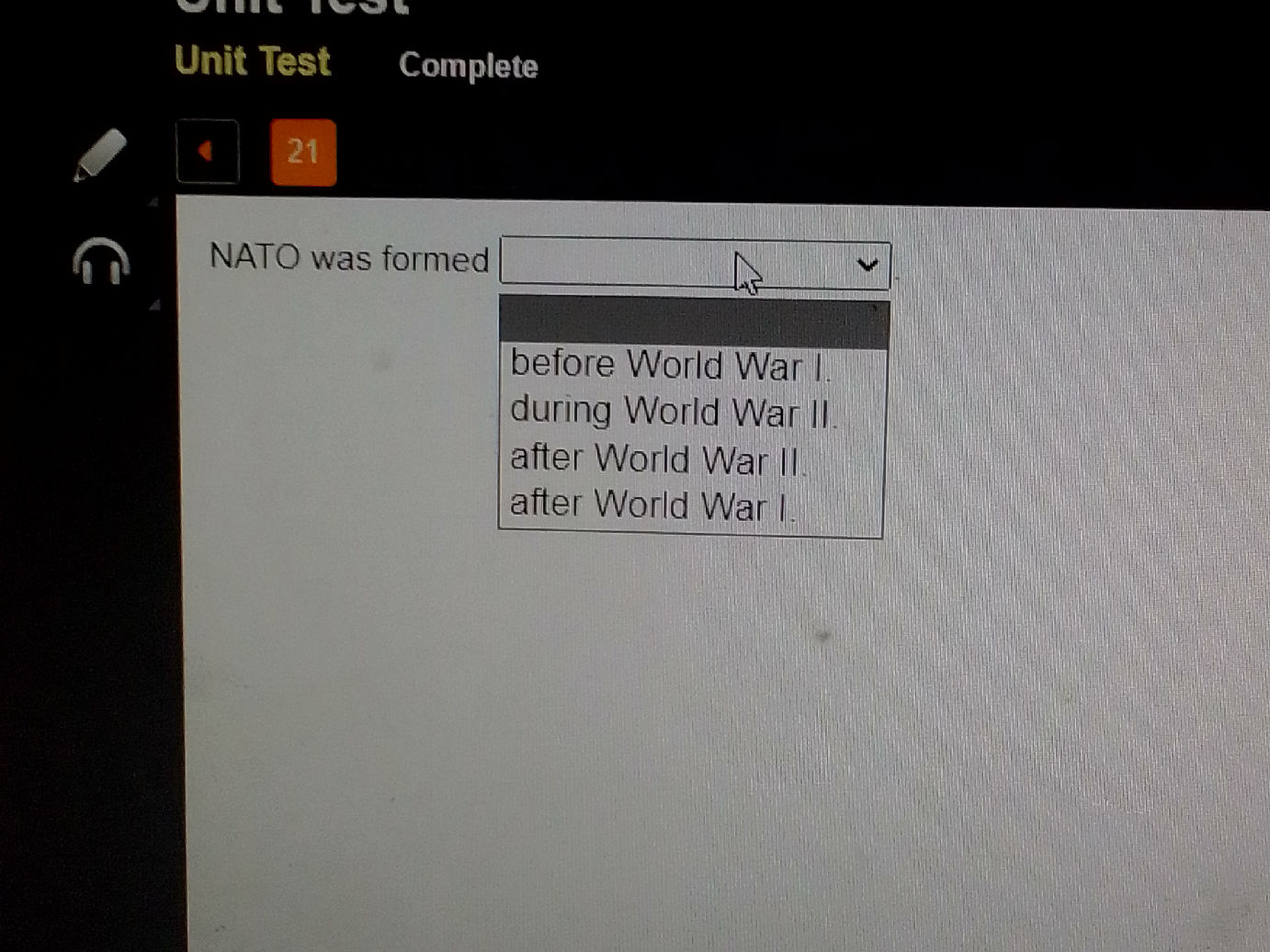 NATO was formed ______. before World War I. | StudyX