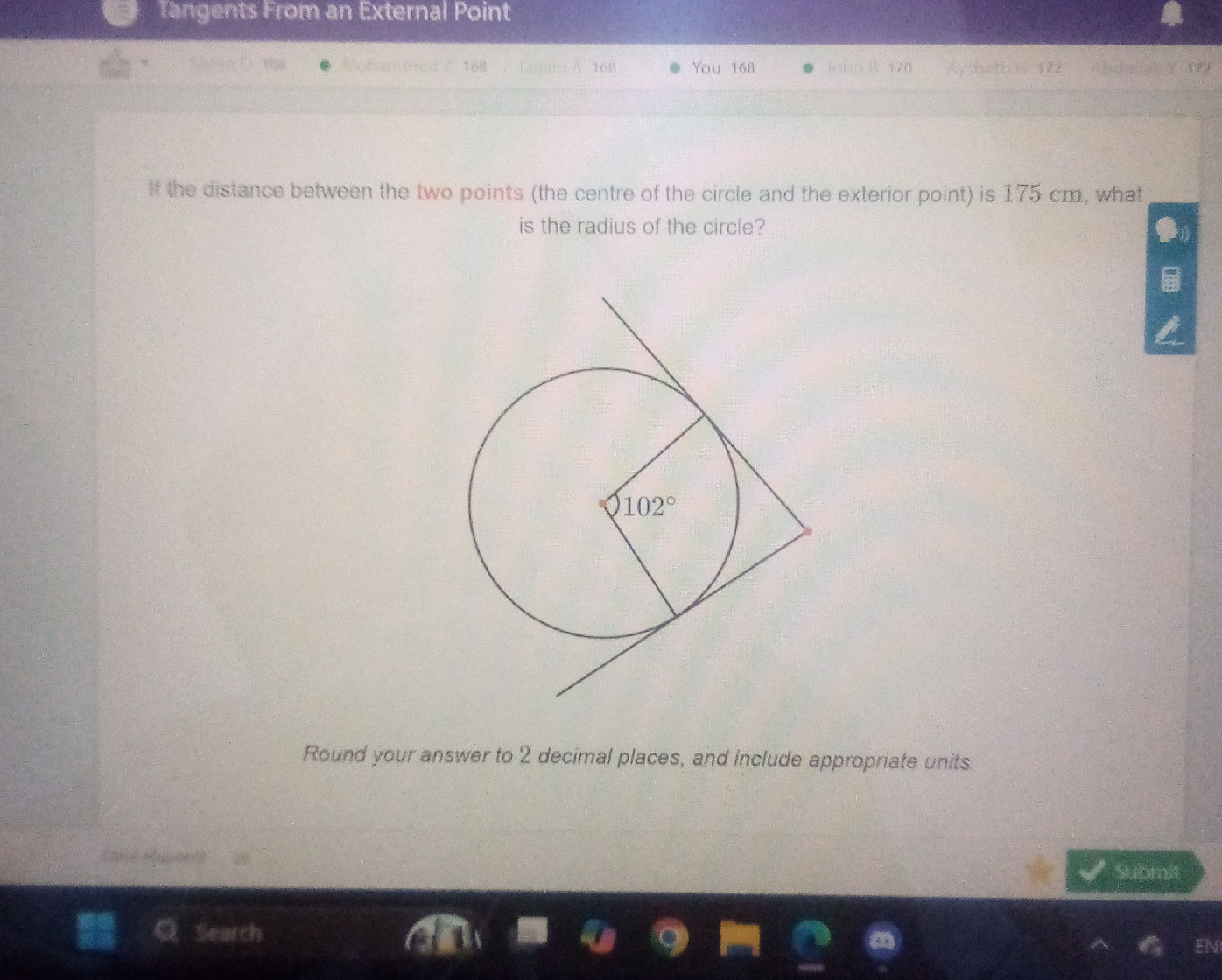 If the distance between the two points (the | StudyX