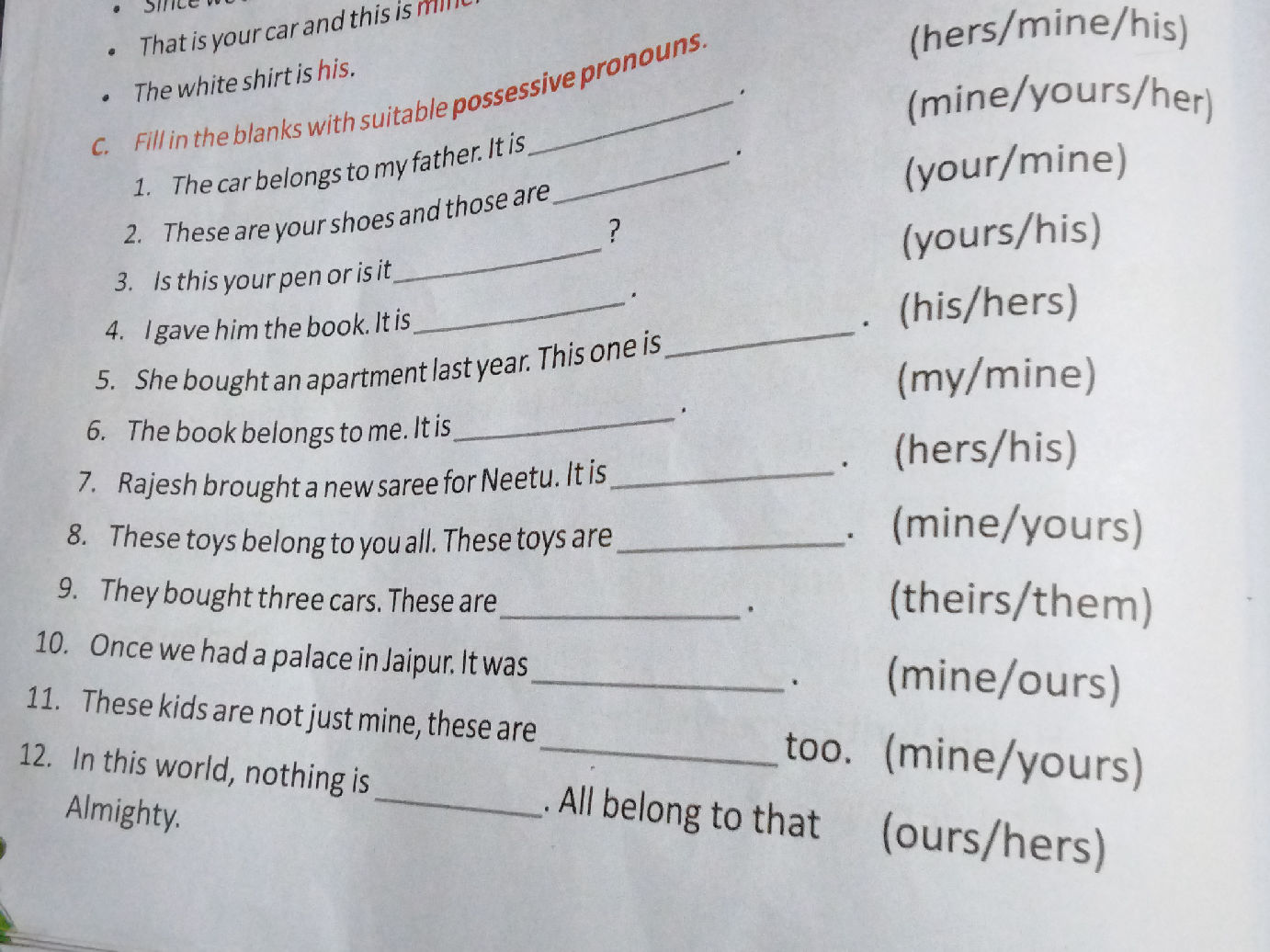 C. Fill in the blanks with suitable | StudyX