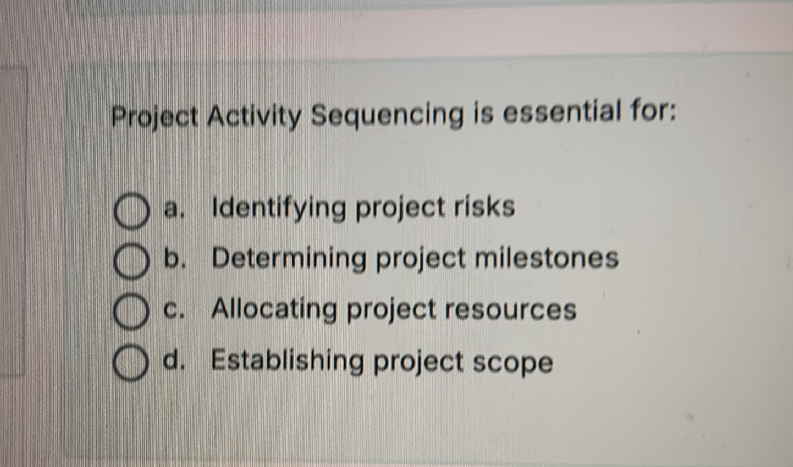 Project Activity Sequencing is essential | StudyX