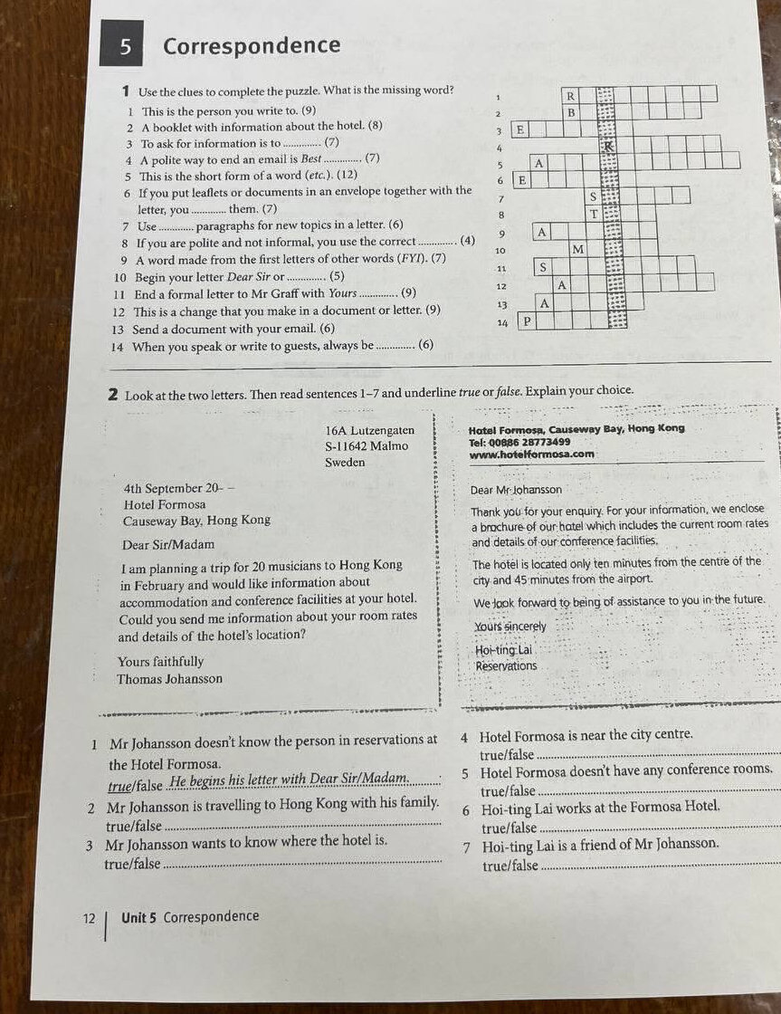 Use the clues to complete the puzzle. What | StudyX
