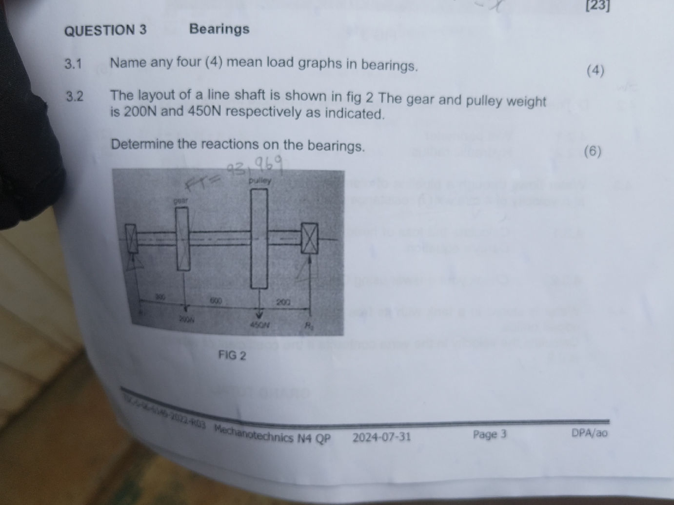 QUESTION 3 Bearings 3.1 Name any four (4) | StudyX