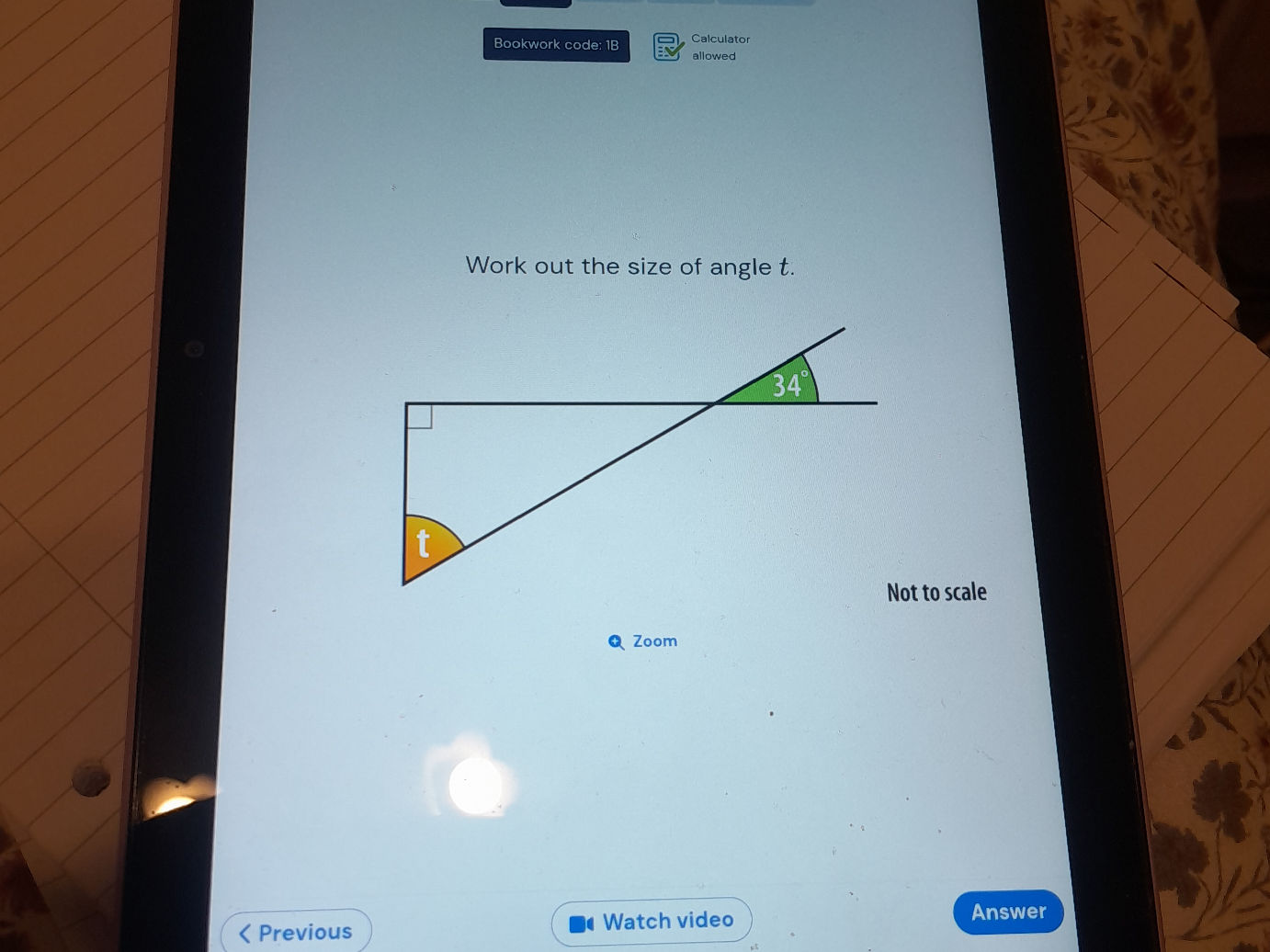 Work out the size of angle $t$. *Diagram | StudyX