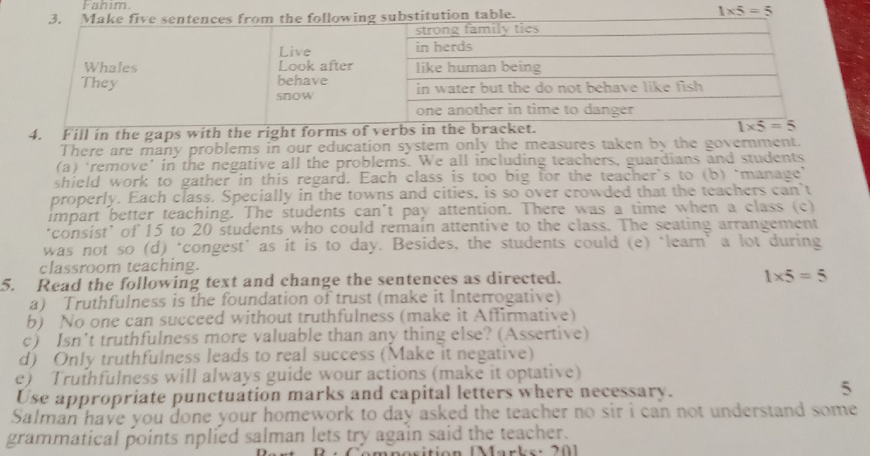 Make five sentences from the following | StudyX