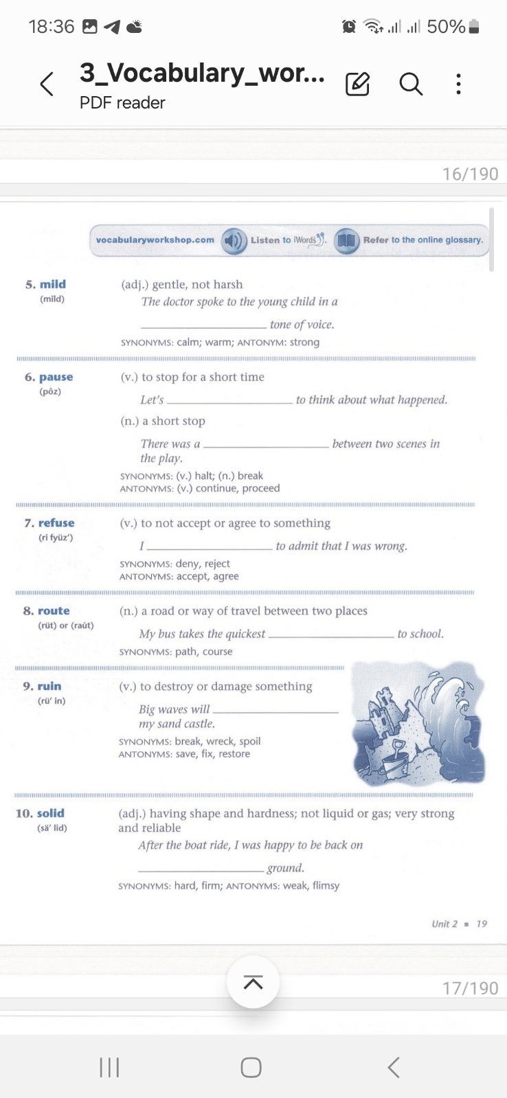 5. mild (mild) (adj.) gentle, not harsh The | StudyX