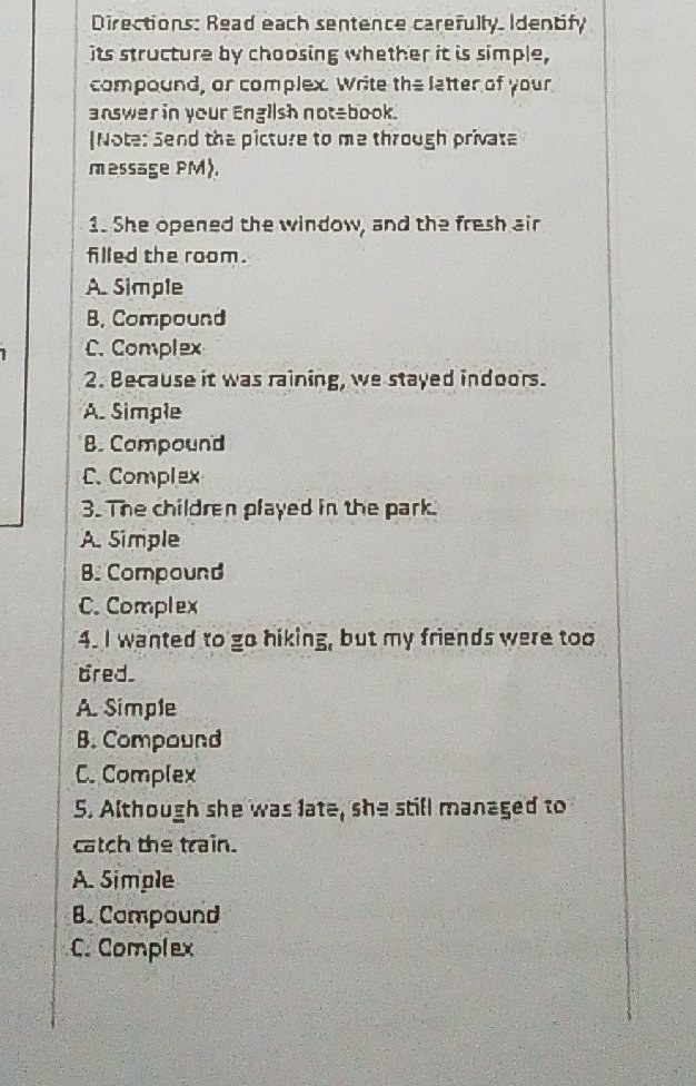 Directions: Read each sentence carefully. | StudyX