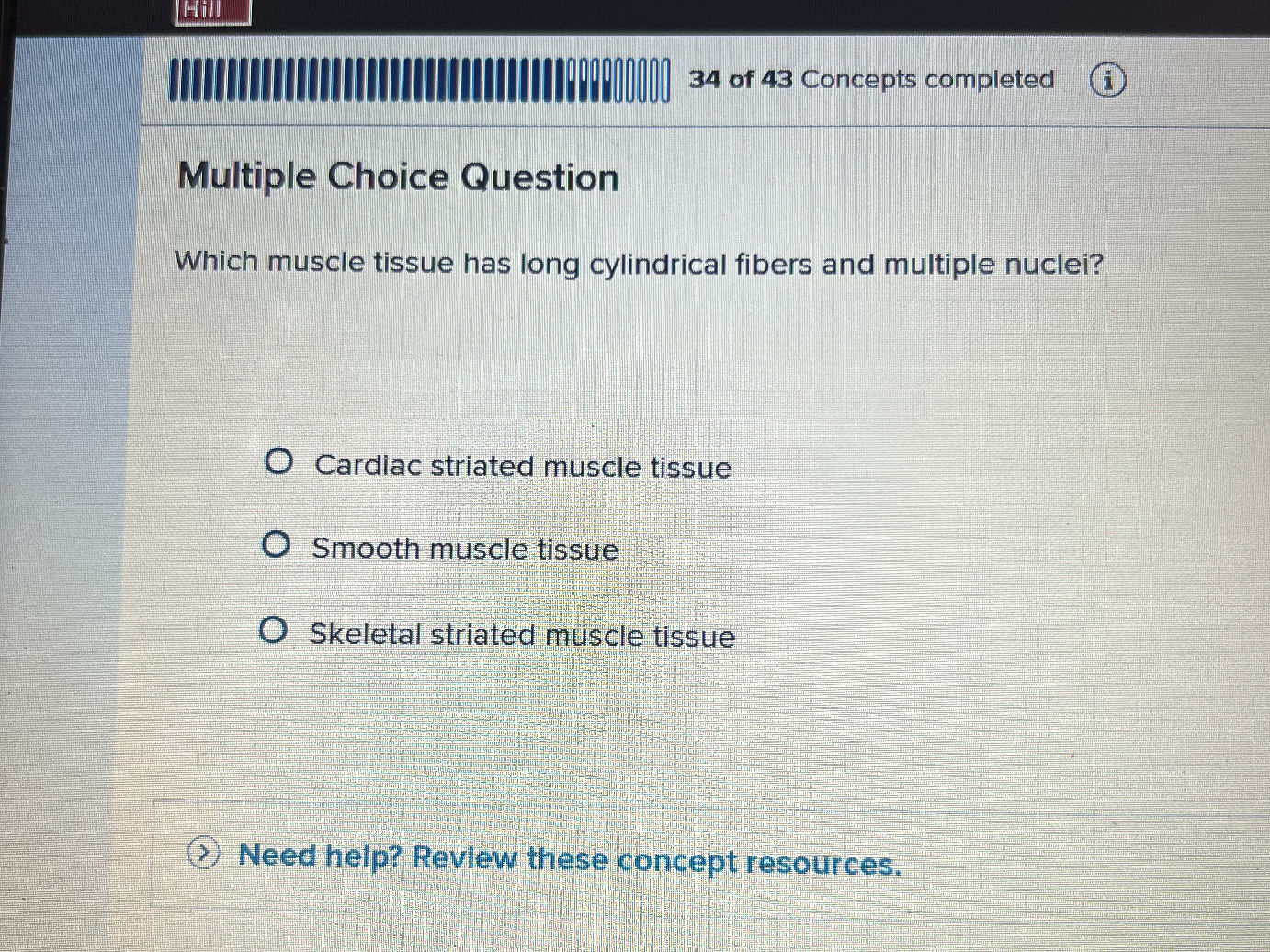Which muscle tissue has long cylindrical | StudyX