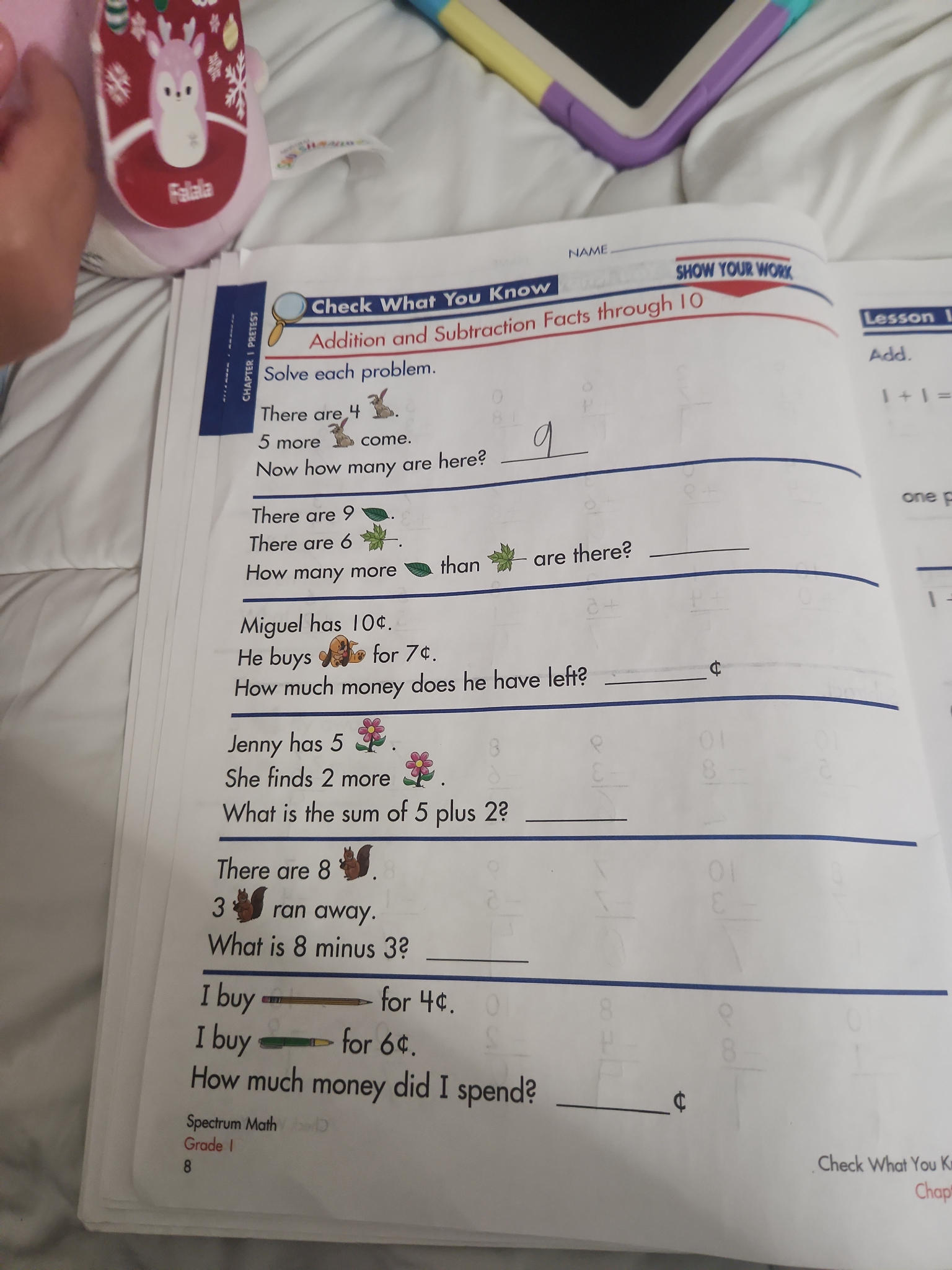 Solve each problem. There are 4 🐇. 5 more | StudyX