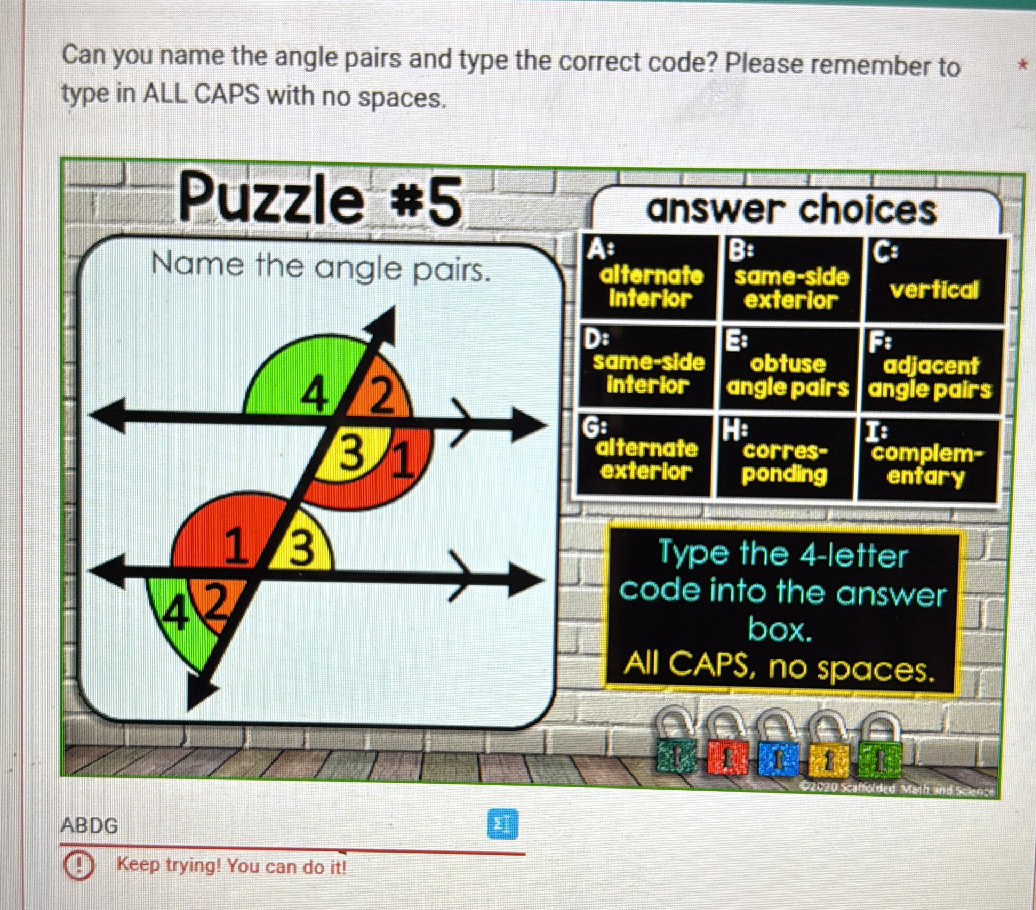 Puzzle #5 Name the angle pairs. Can you | StudyX