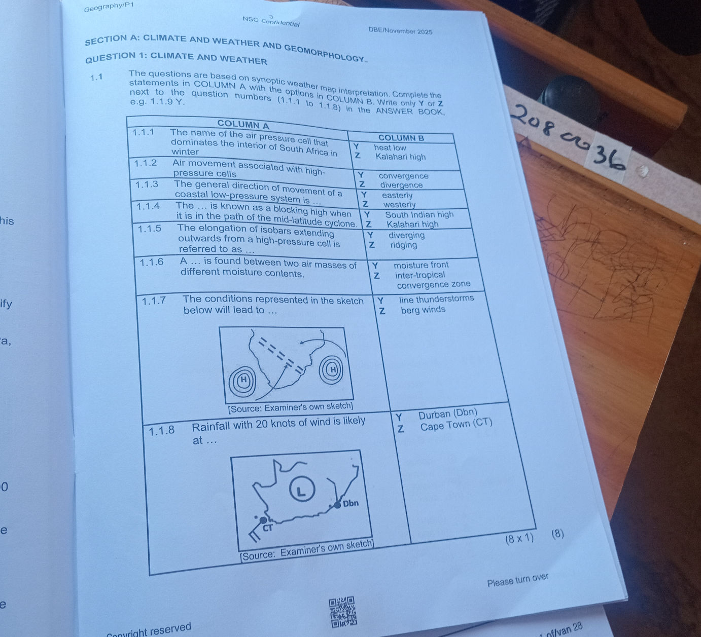 The questions are based on synoptic weather | StudyX