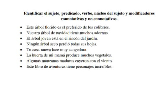 Identificar el sujeto, predicado, verbo, | StudyX