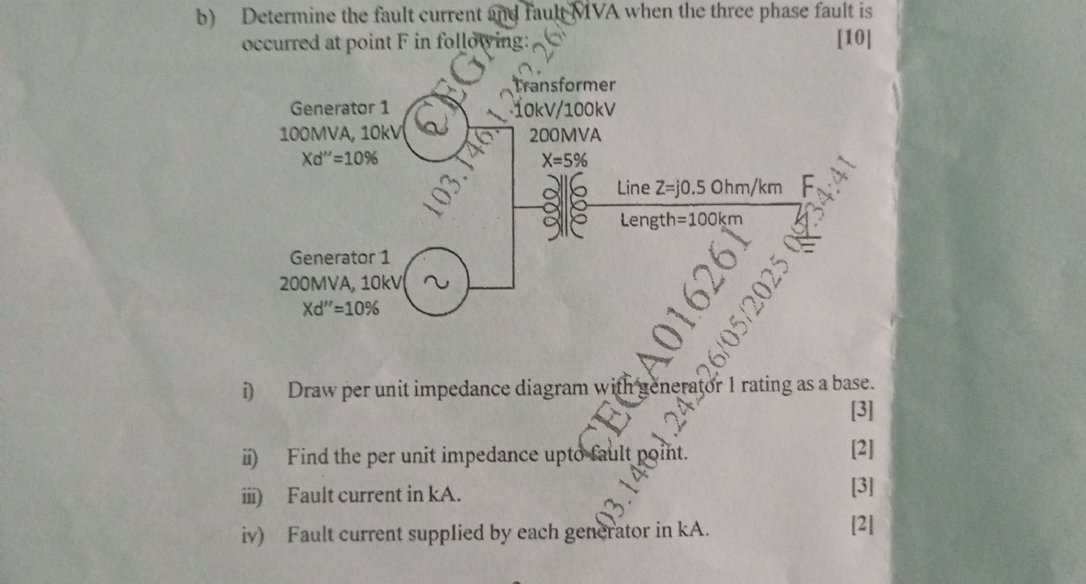b) Determine the fault current and fault MVA | StudyX