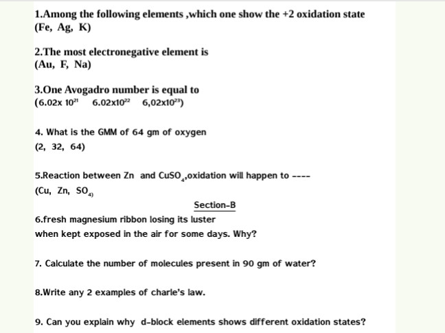 1.Among the following elements ,which one | StudyX