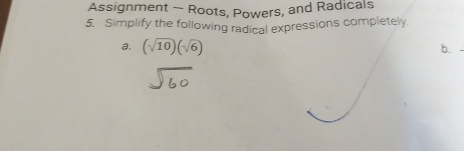 Assignment - Roots, Powers, and Radicals 5. | StudyX