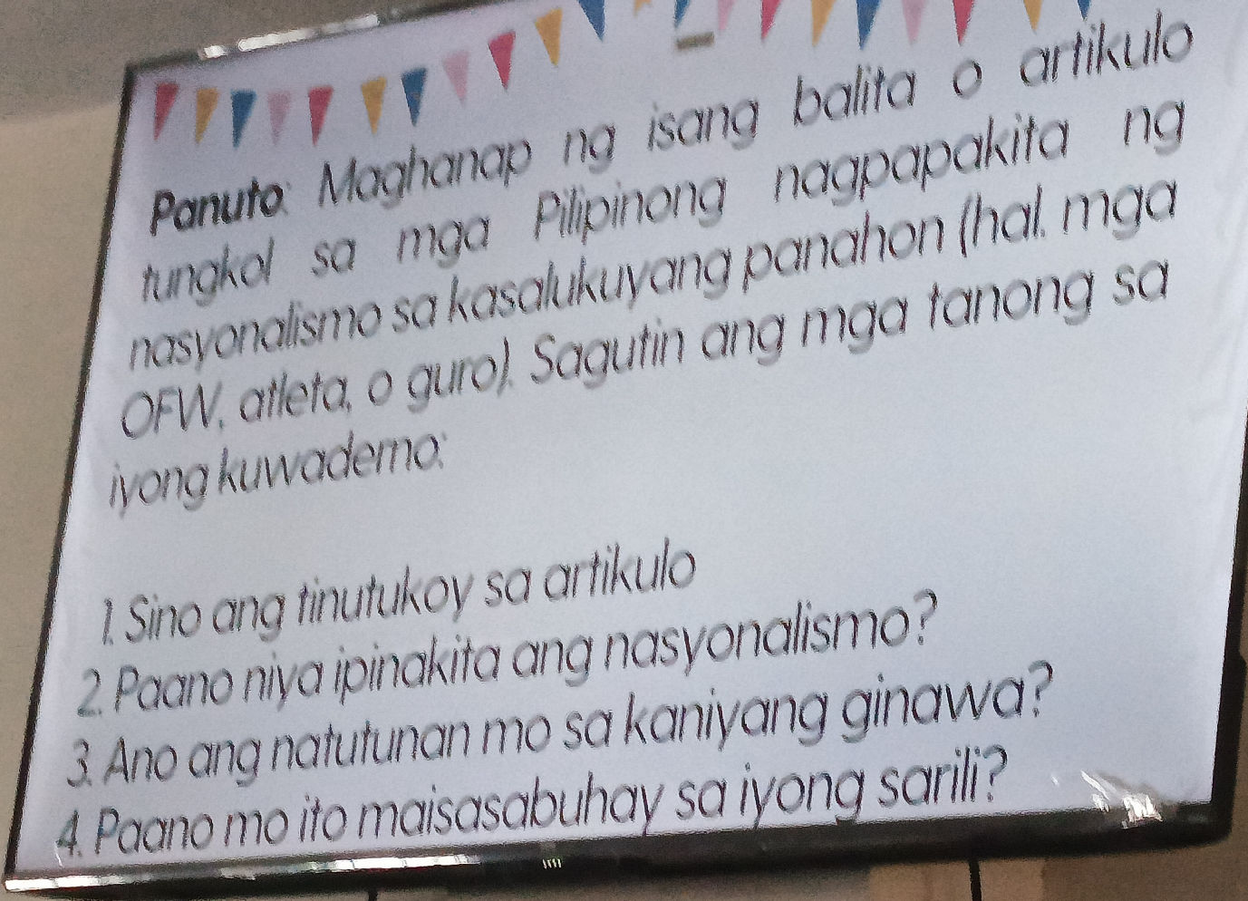 Panuto: Maghanap ng isang balita o artikulo | StudyX