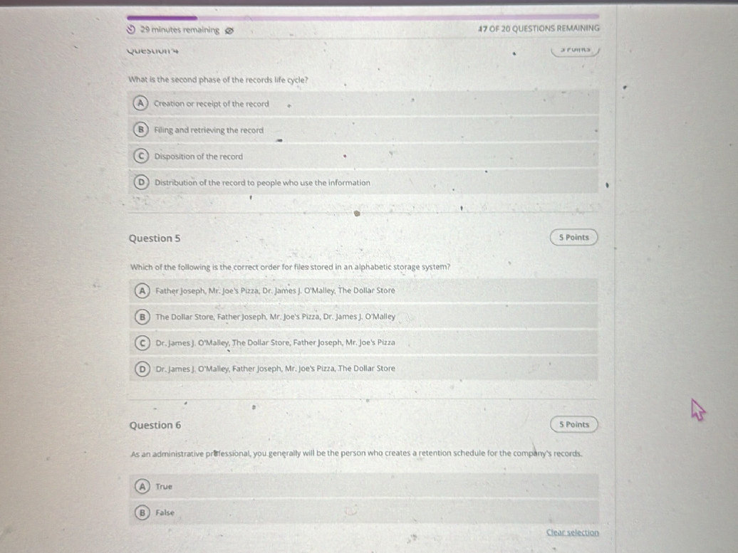What is the second phase of the records life | StudyX