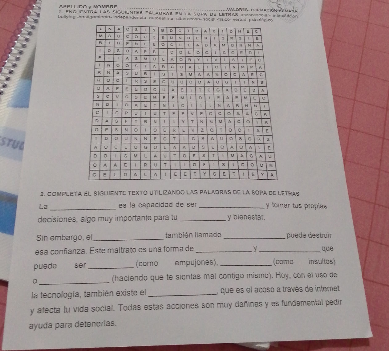 1. ENCUENTRA LAS SIGUIENTES PALABRAS EN LA | StudyX