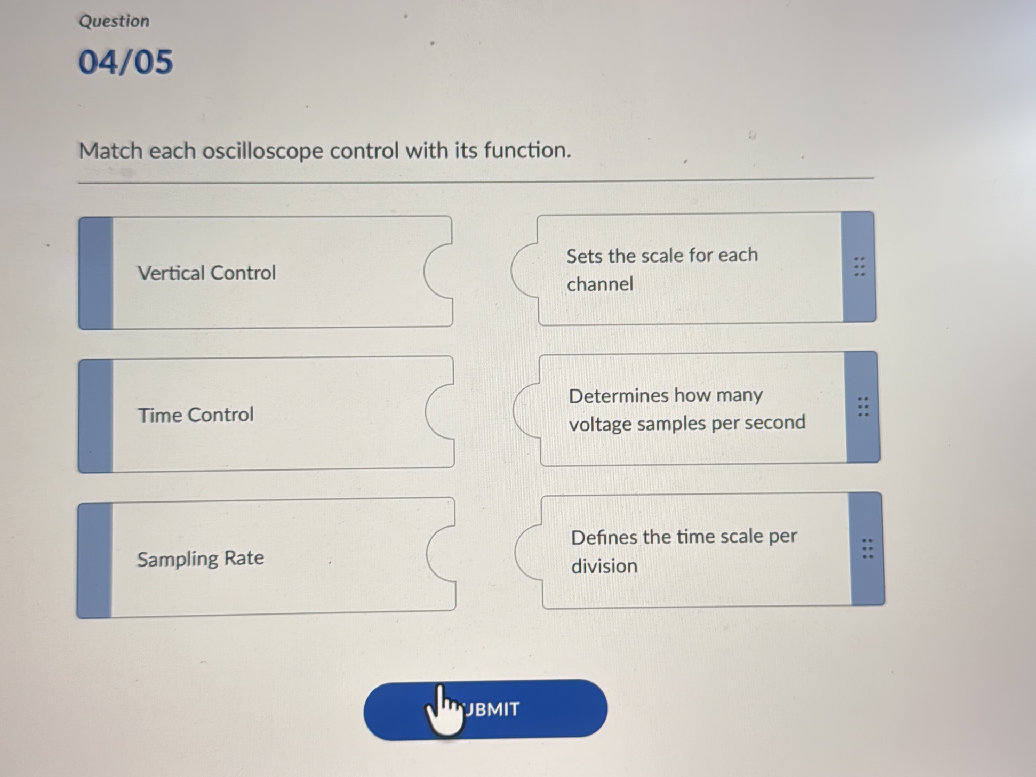 Match each oscilloscope control with its | StudyX