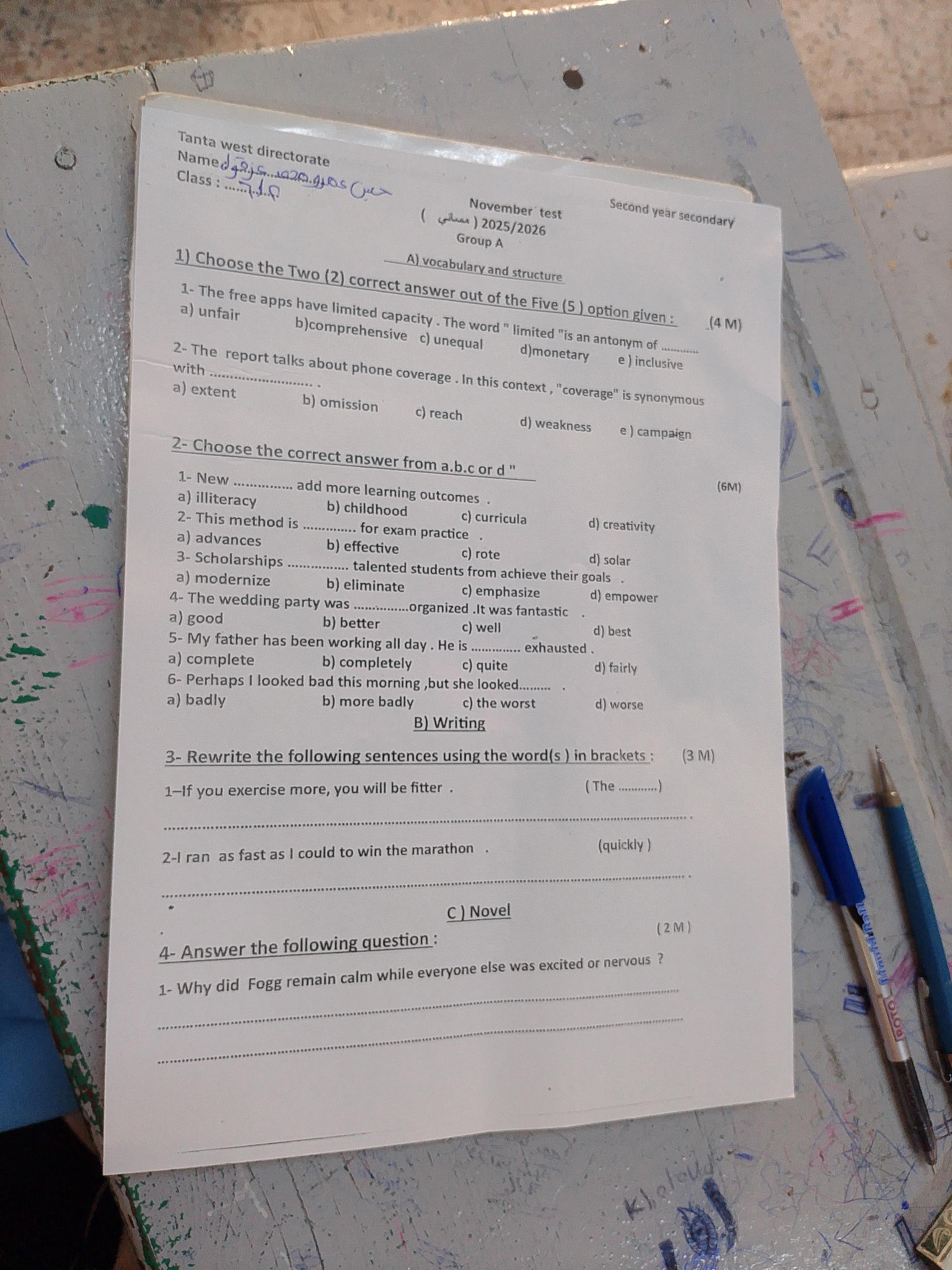 2- Choose the correct answer from a.b.c or d | StudyX