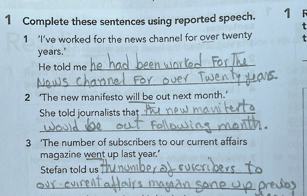 Complete these sentences using reported | StudyX