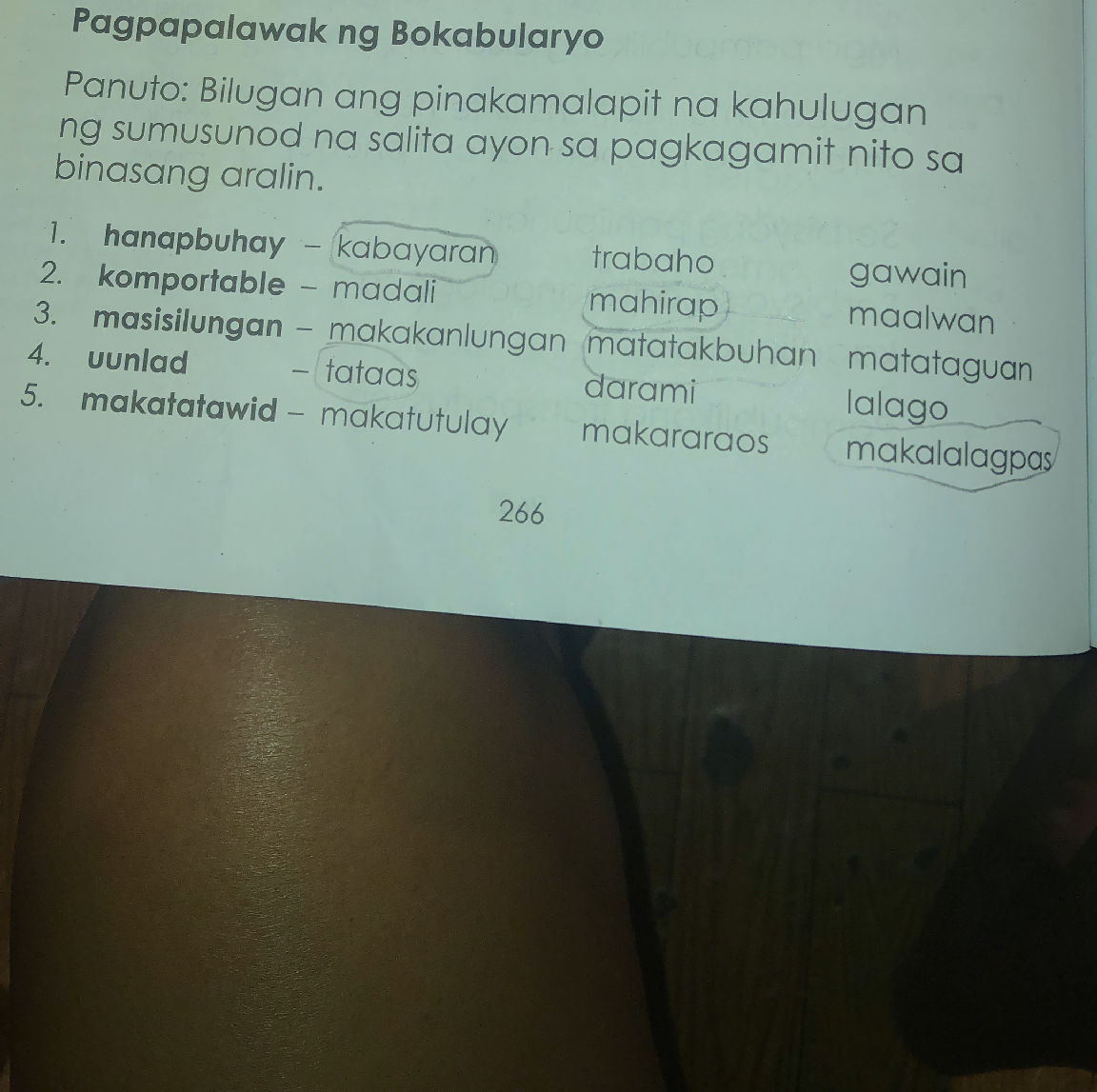 Pagpapalawak ng Bokabularyo Panuto: Bilugan | StudyX