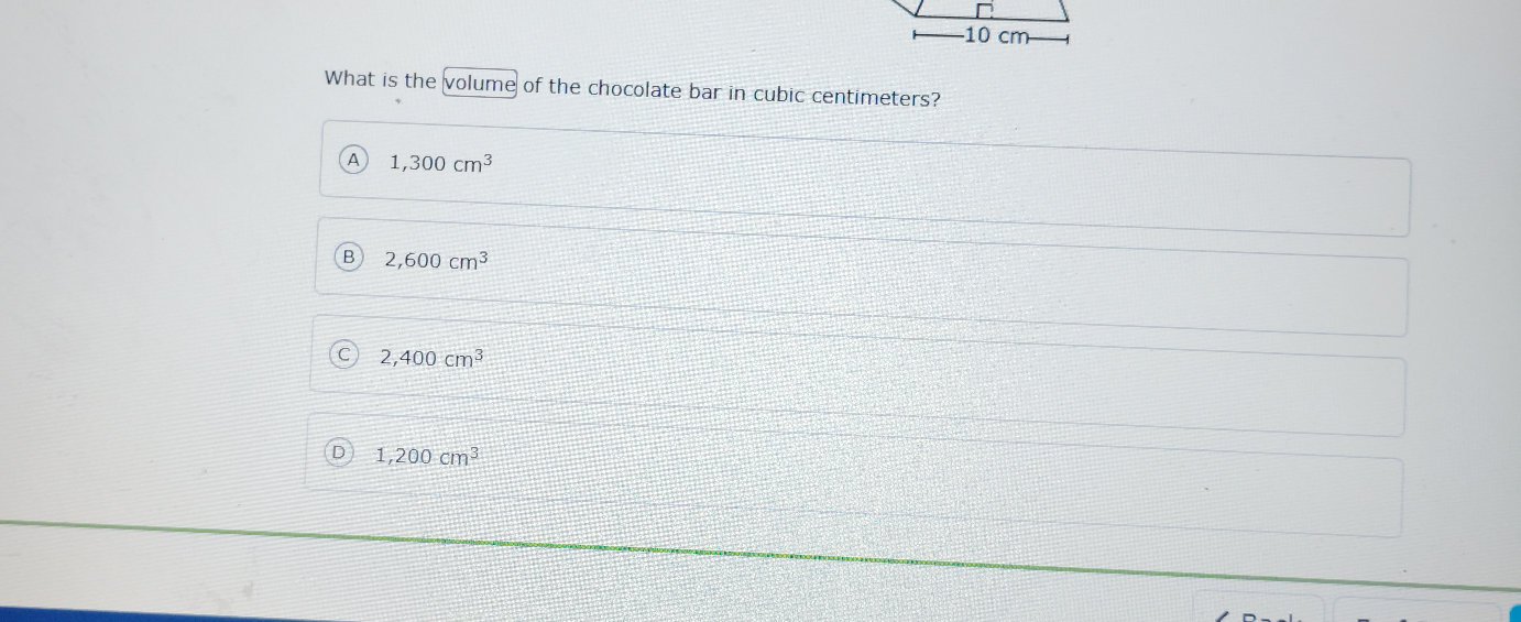 What is the volume of the chocolate bar in | StudyX