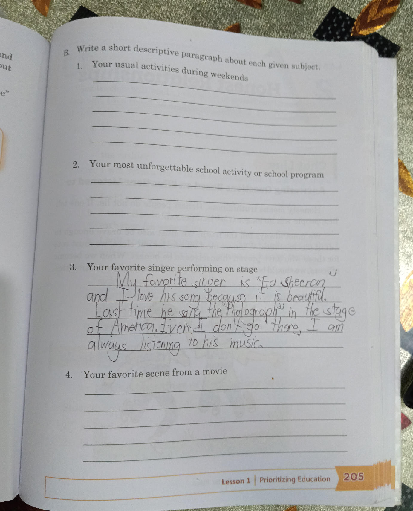 B. Write a short descriptive paragraph about | StudyX