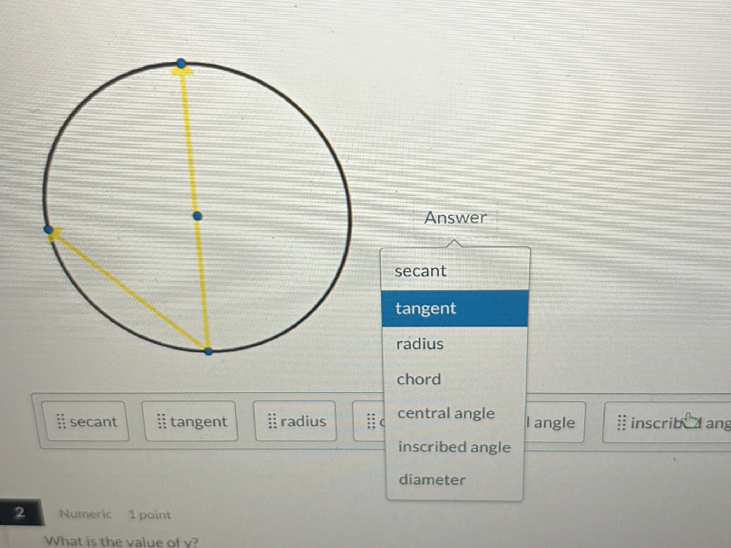 The image shows a circle with several line | StudyX