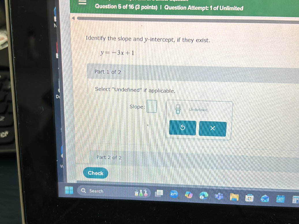 Identify the slope and $y$-intercept, if | StudyX