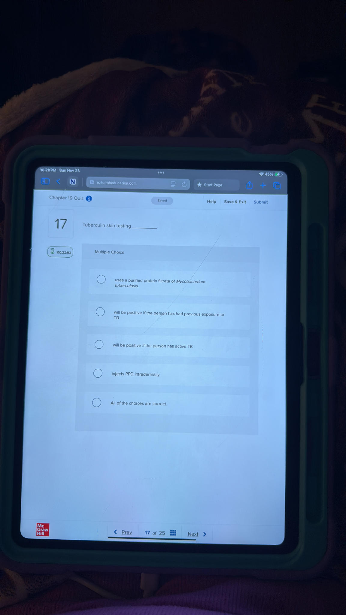 Tuberculin skin testing____. uses a | StudyX