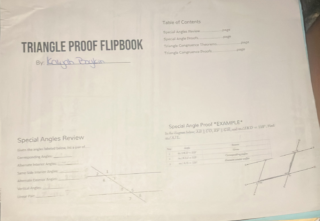 TRIANGLE PROOF FLIPBOOK By: Kaliyah Boykin | StudyX