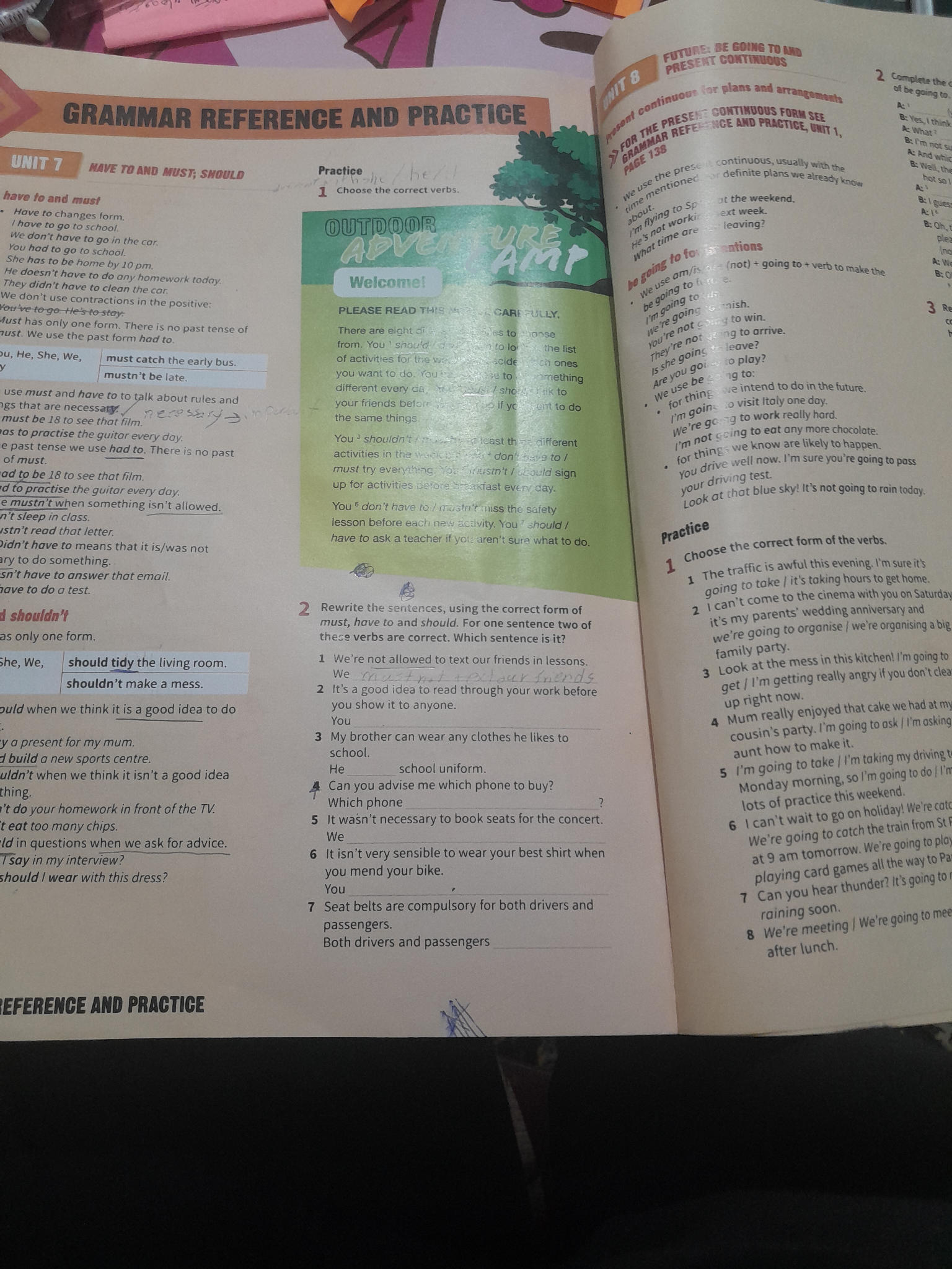 Practice 1 Choose the correct verbs. must | StudyX