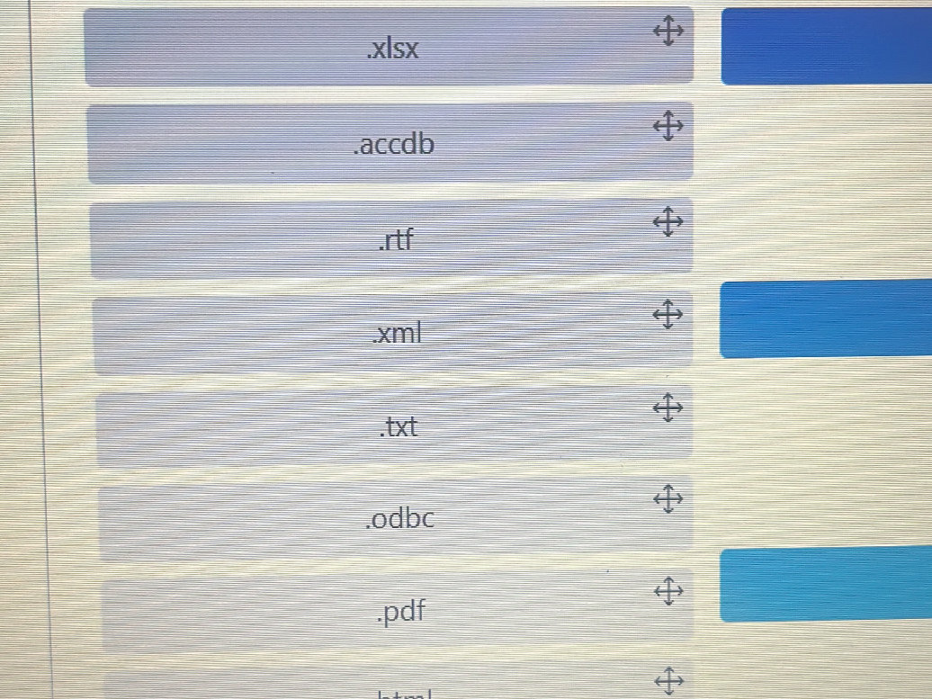 Match the file extensions on the left with | StudyX