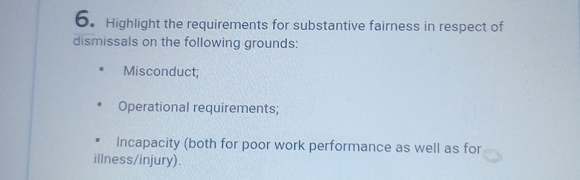 Highlight the requirements for substantive | StudyX