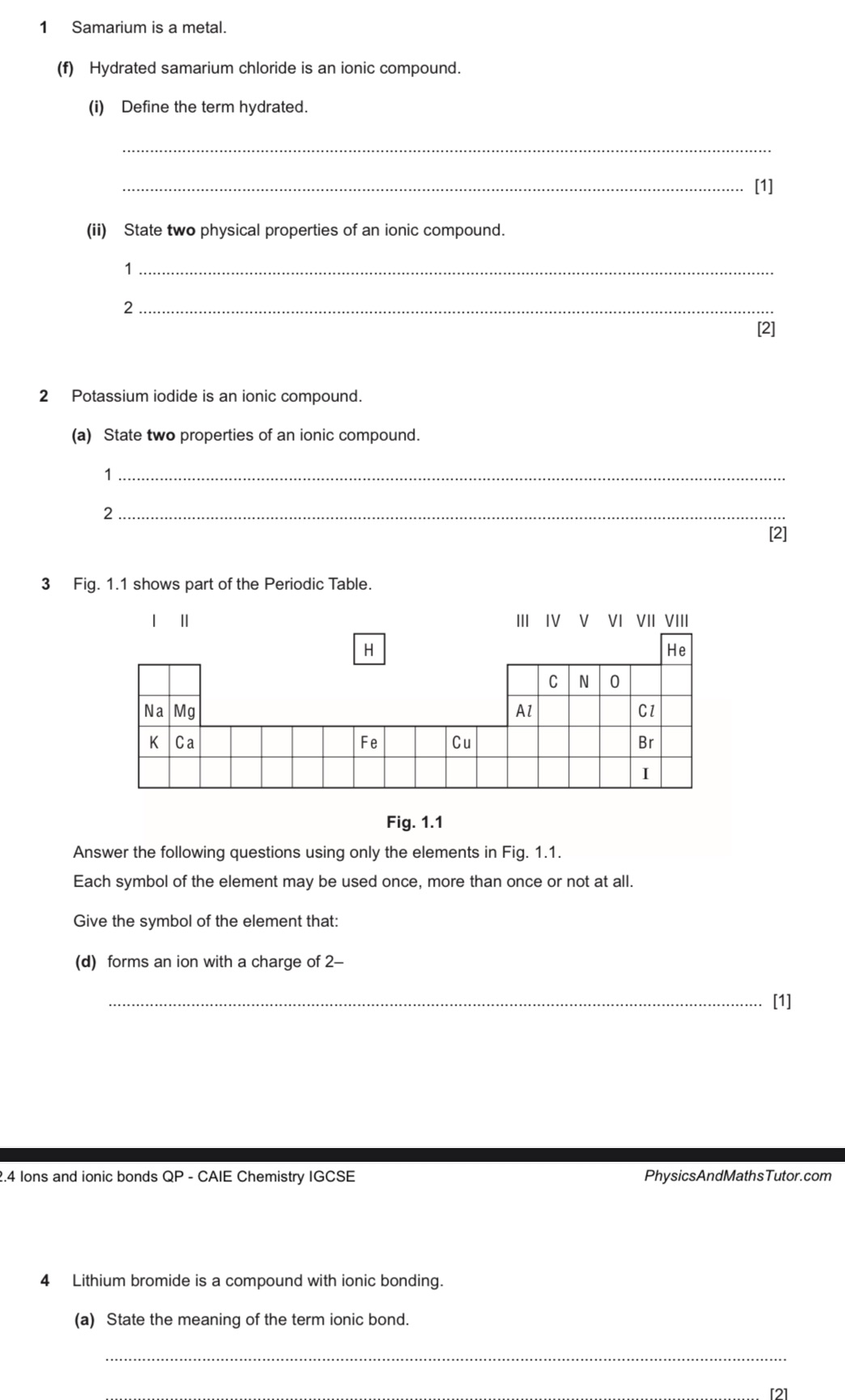 1 Samarium is a metal. (f) Hydrated | StudyX