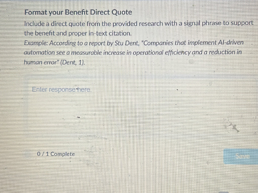 Format your Benefit Direct Quote Include a | StudyX
