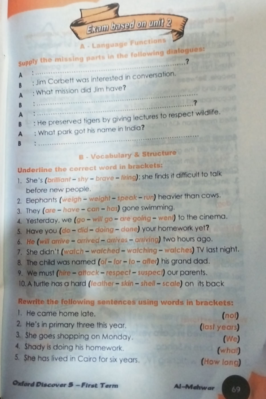 Rewrite the following sentences using words | StudyX