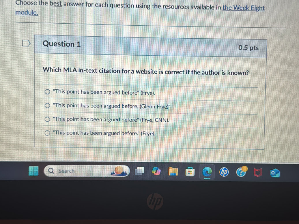 Which MLA in-text citation for a website is | StudyX